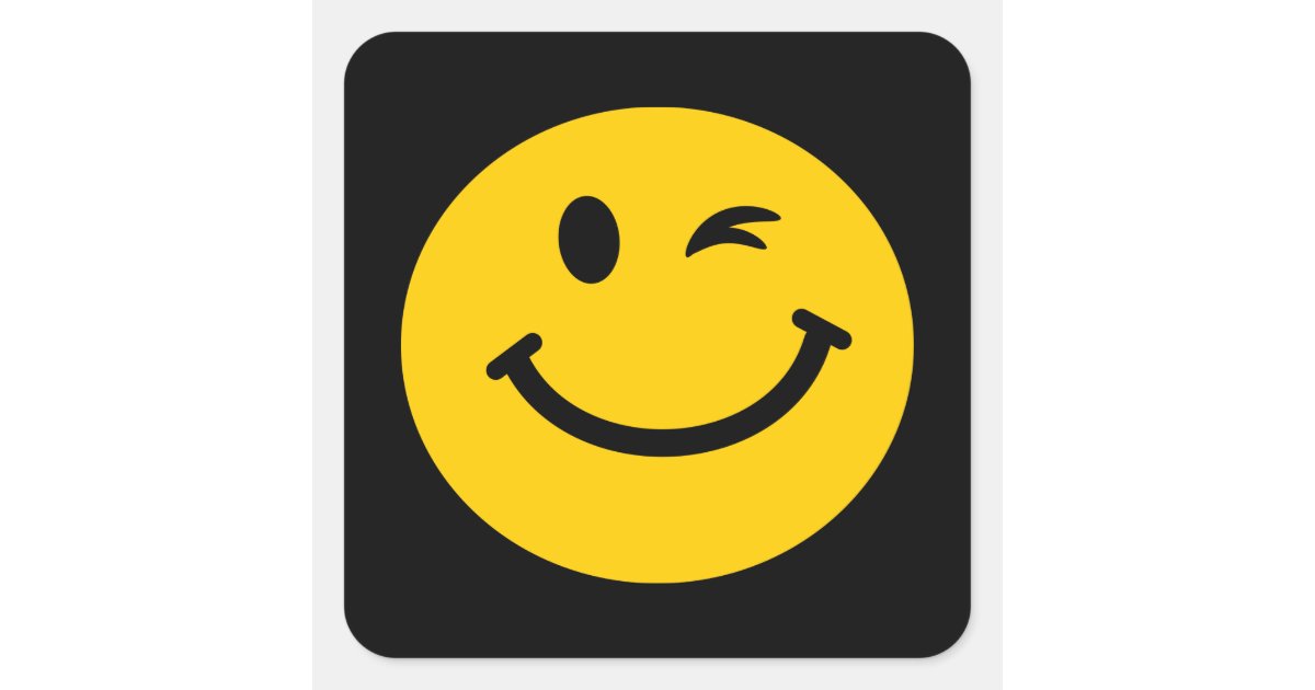 Winking face square sticker | Zazzle