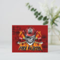 Winking Firefighter Skull and flaming Axes Postcard | Zazzle