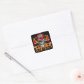 Winking Firefighter Skull and flaming Axes Square Sticker | Zazzle