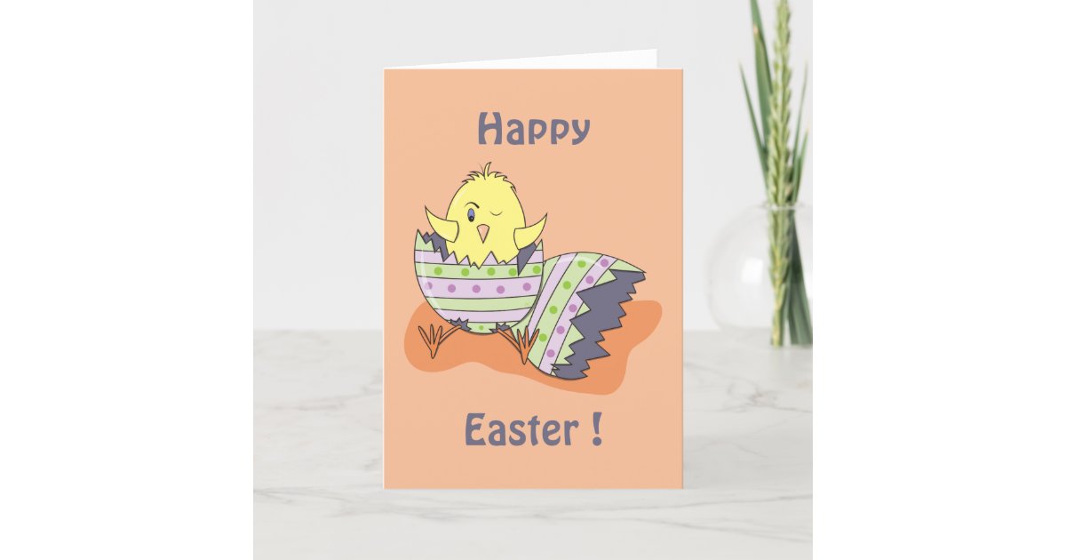 Winking Little Chick Happy Easter Greeting Card | Zazzle