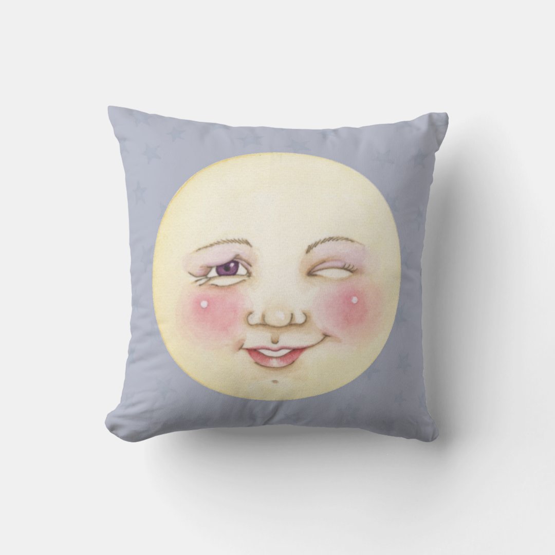 Winking Moon - Pillow | Zazzle