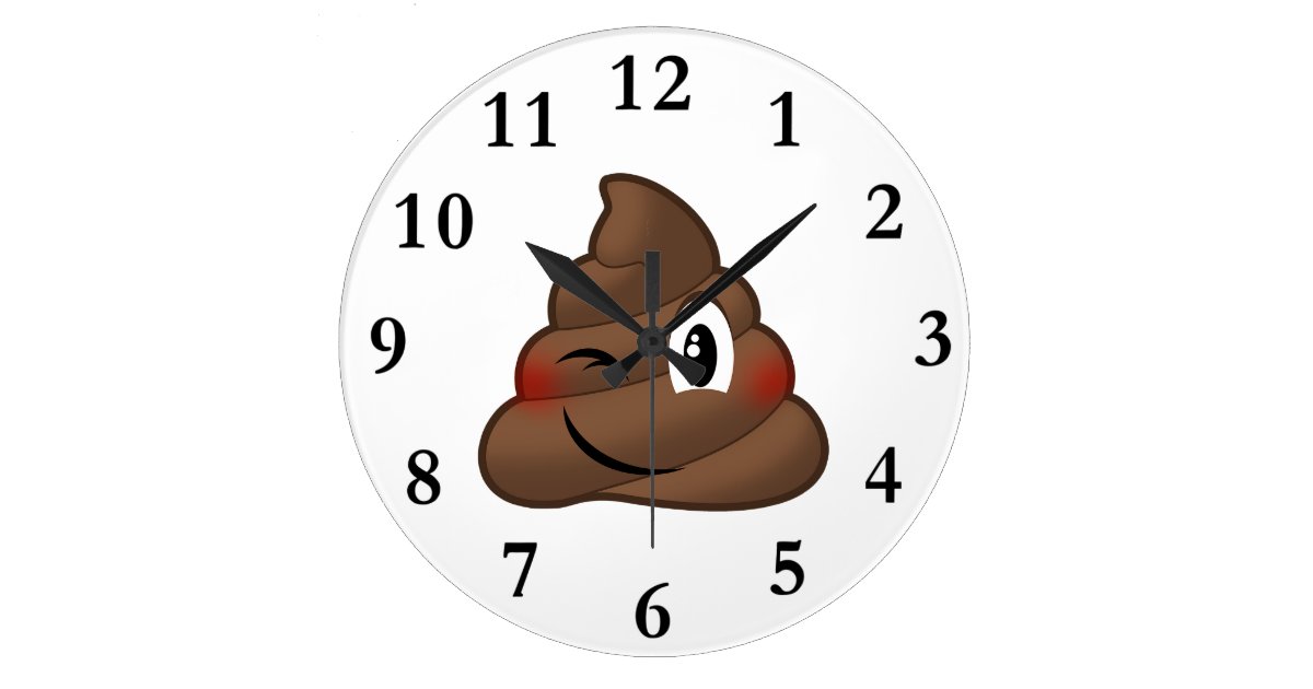 Winking Poop Emoji Large Clock | Zazzle