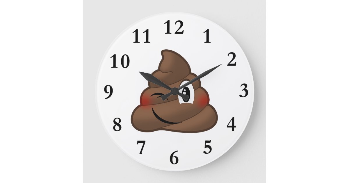 Winking Poop Emoji Large Clock | Zazzle