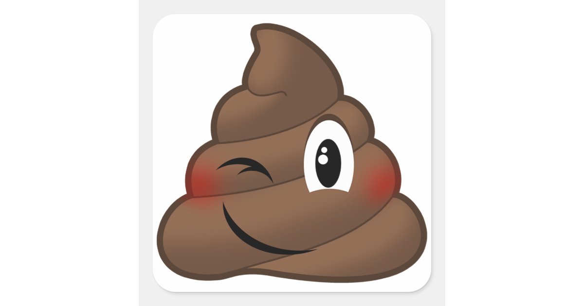 Winking Poop Emoji Square Sticker | Zazzle