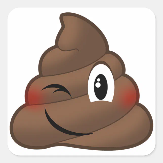 Winking Poop Emoji Square Sticker | Zazzle