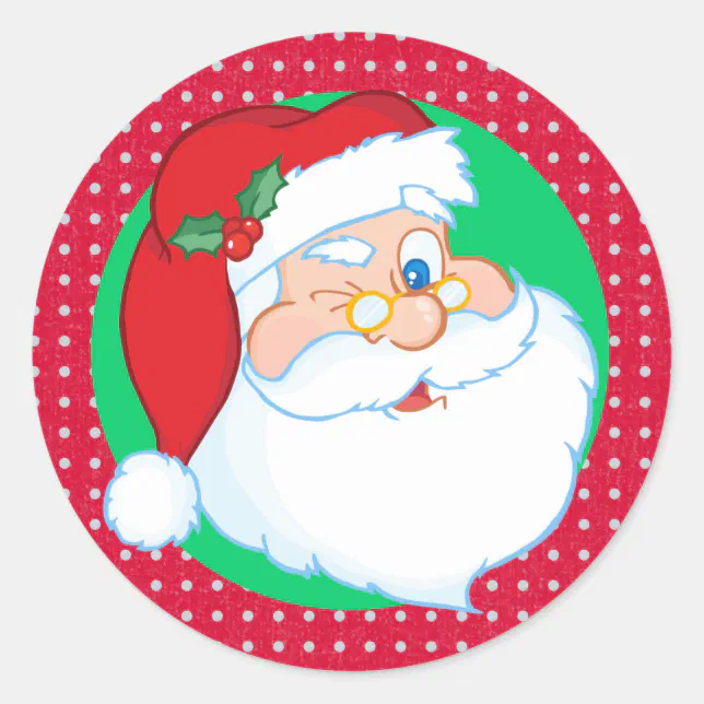 Winking Santa Claus Holiday Classic Round Sticker | Zazzle