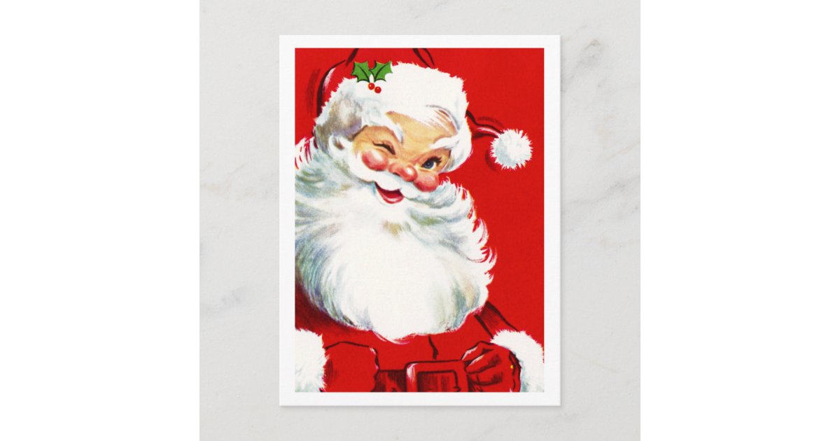 Winking Santa Holiday Postcard | Zazzle