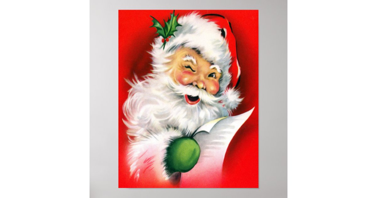 Winking Santa Poster | Zazzle