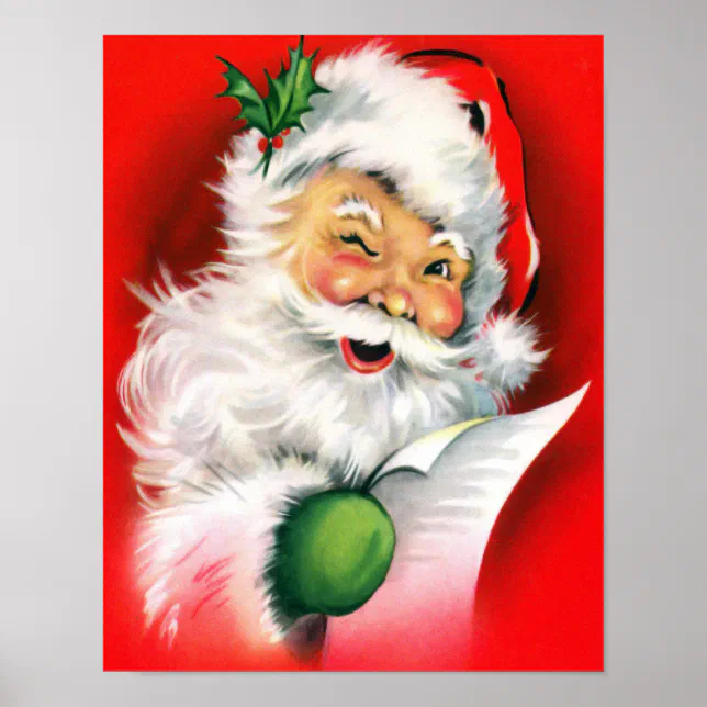 Winking Santa Poster | Zazzle