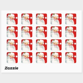 Winking Santa Square Sticker | Zazzle