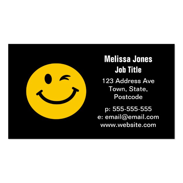 Winking smiley face business card templates