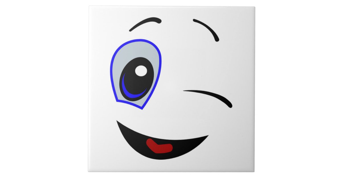 WINKING SMILEY FACE CERAMIC TILE | Zazzle