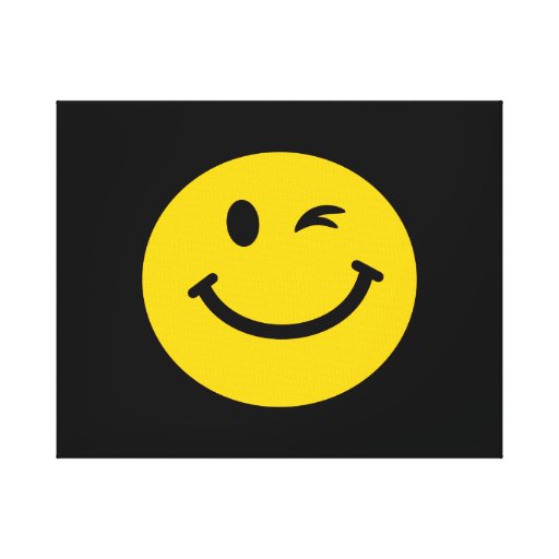 Winking smiley face stretched canvas print | Zazzle