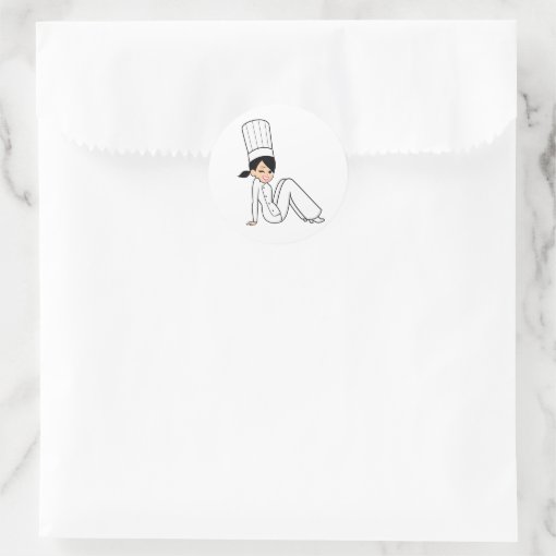 Winking Women Chef Sticker with Pretty Illustratio | Zazzle