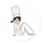 Winking Women Chef Sticker with Pretty Illustratio | Zazzle