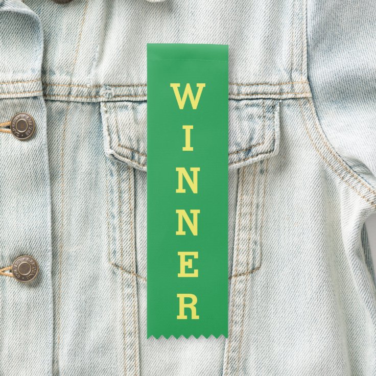 Winner Green and Yellow / Gold Award Ribbon | Zazzle