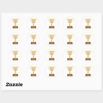 Winner Trophy Classic Round Sticker | Zazzle