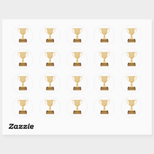 Winner Trophy Classic Round Sticker | Zazzle