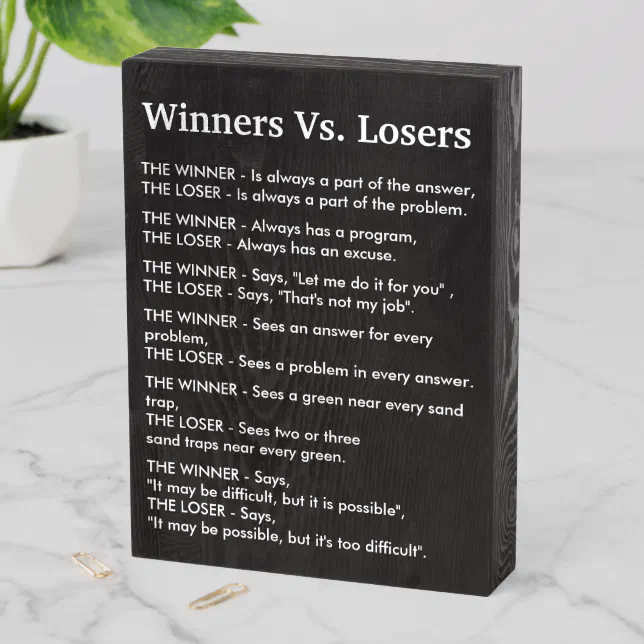 Winners Vs Losers Wooden Box Sign | Zazzle