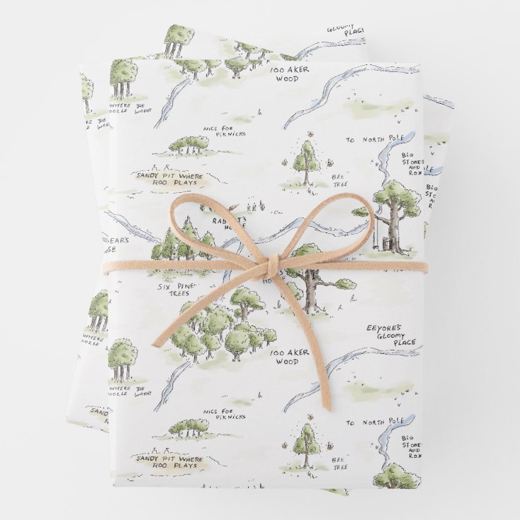 Winnie the Pooh 100 Acre Wood Pattern Wrapping Paper Sheets | Zazzle