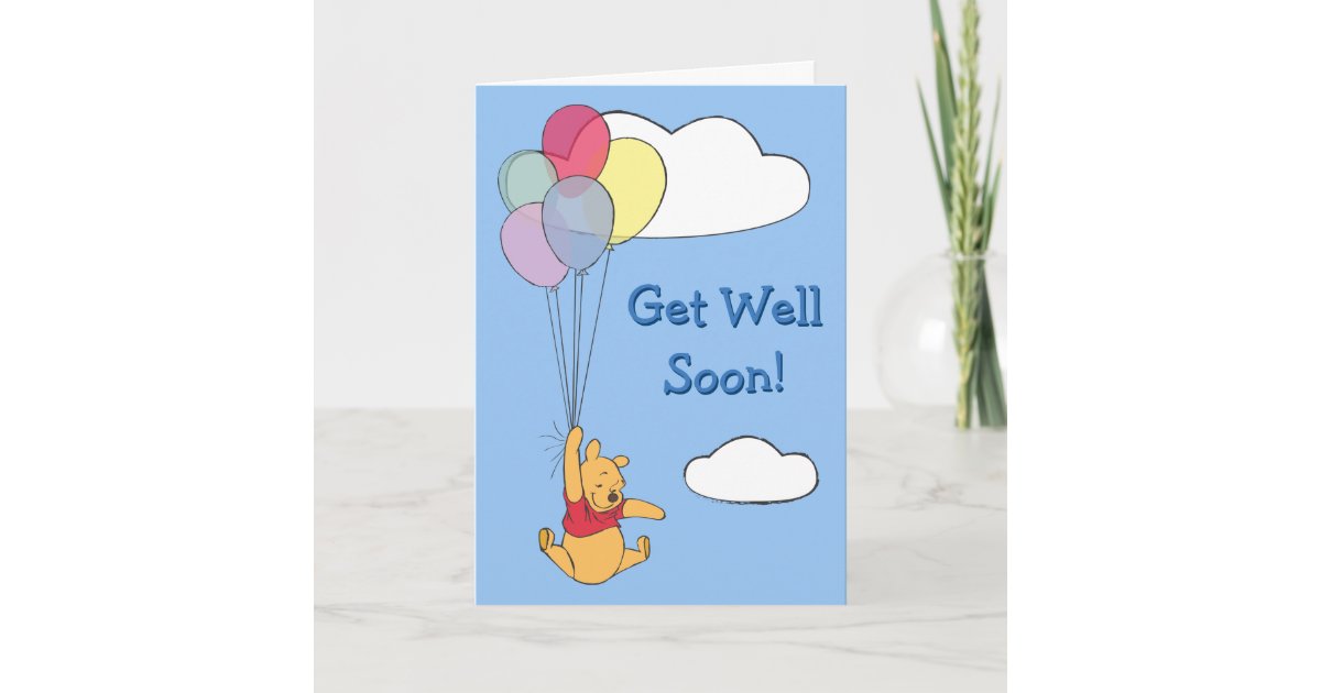 Winnie the Pooh and Balloons | Get Well Card | Zazzle