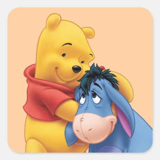 Winnie the Pooh and Eeyore Square Sticker | Zazzle