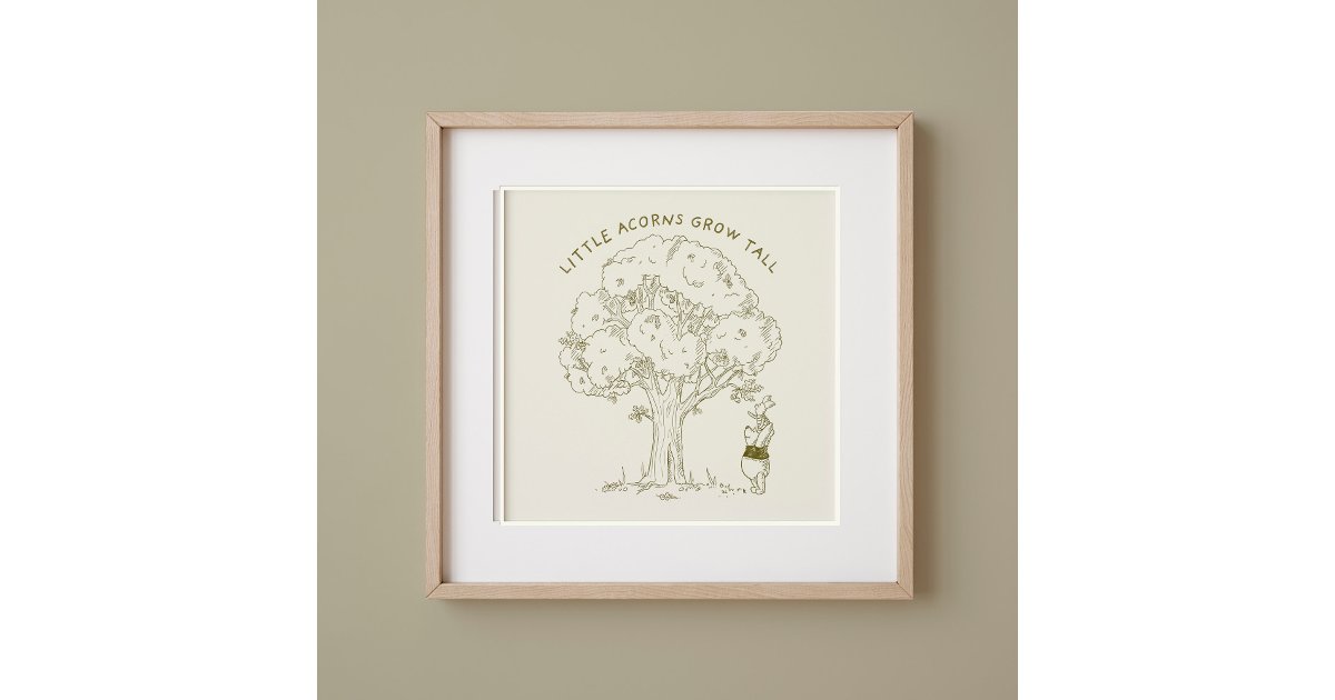 Winnie the Pooh and Piglet Acorn Tree - Nursery Poster | Zazzle