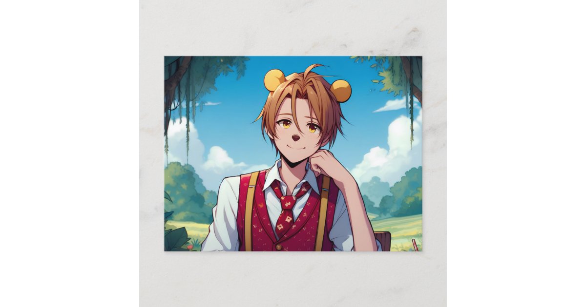 Winnie the Pooh Anime Guy V13 Postcard | Zazzle