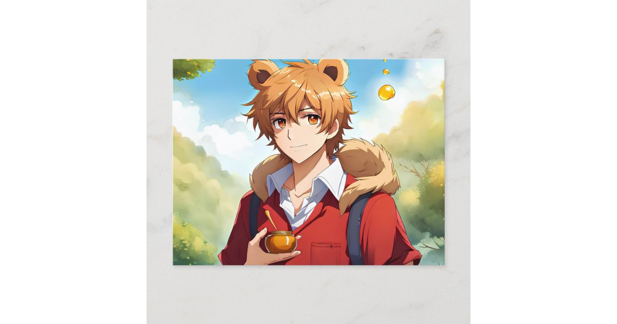 Winnie the Pooh Anime Guy V5 Postcard | Zazzle