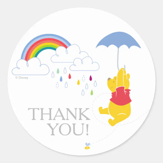 Winnie the Pooh | Boy Baby Shower Thank You Classic Round Sticker | Zazzle