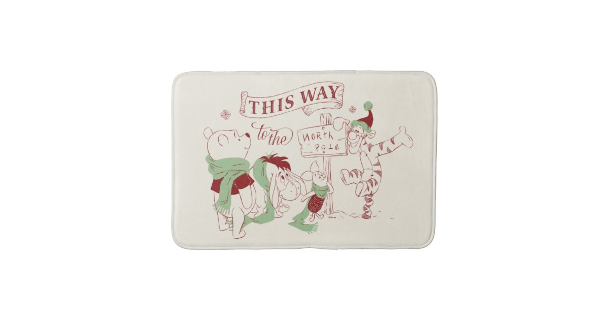 Winnie the Pooh | Christmas Graphic Bath Mat | Zazzle
