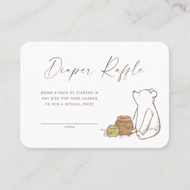 Winnie the Pooh Diaper Raffle Insert Card | Zazzle