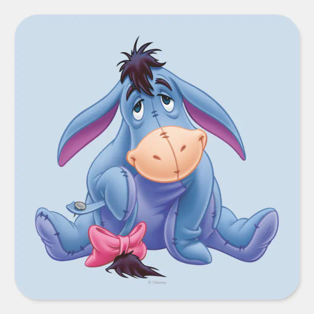 Winnie the Pooh | Eeyore Smile Square Sticker | Zazzle