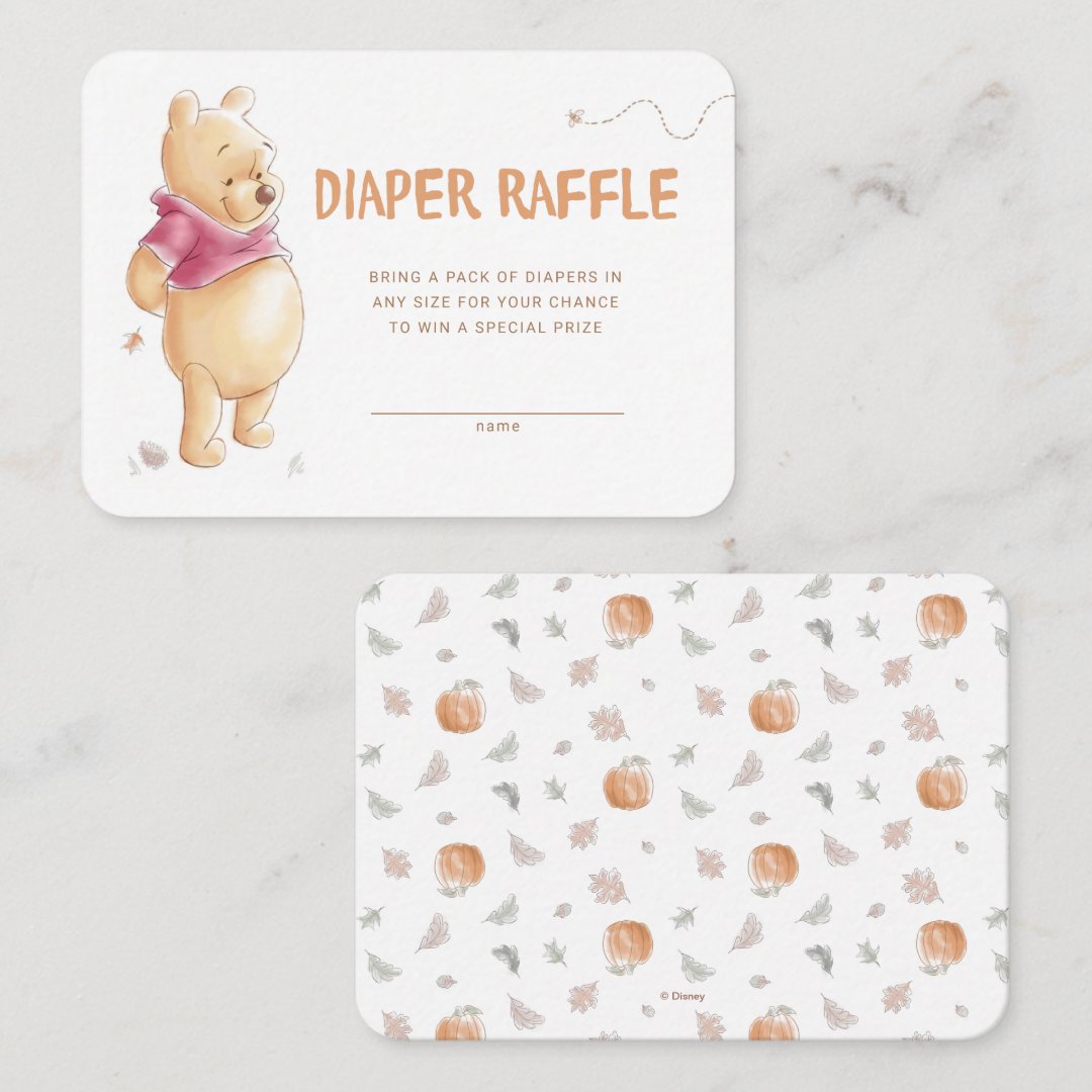 Winnie the Pooh Fall Diaper Raffle Insert Card | Zazzle