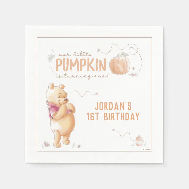 Winnie the Pooh | Fall Pumpkin First Birthday Nap Napkins | Zazzle