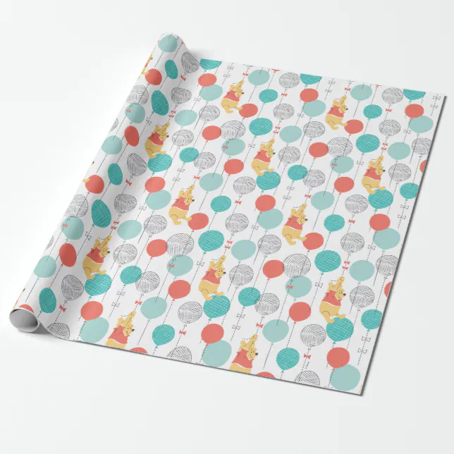 Winnie the Pooh | Hanging On Balloons Pattern Wrapping Paper | Zazzle