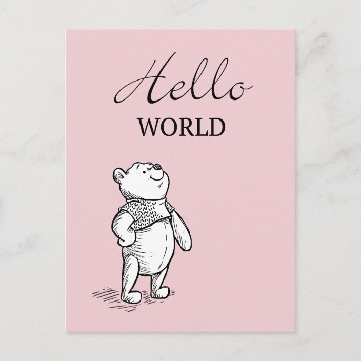 Winnie the Pooh | Hello World Quote Postcard | Zazzle.com