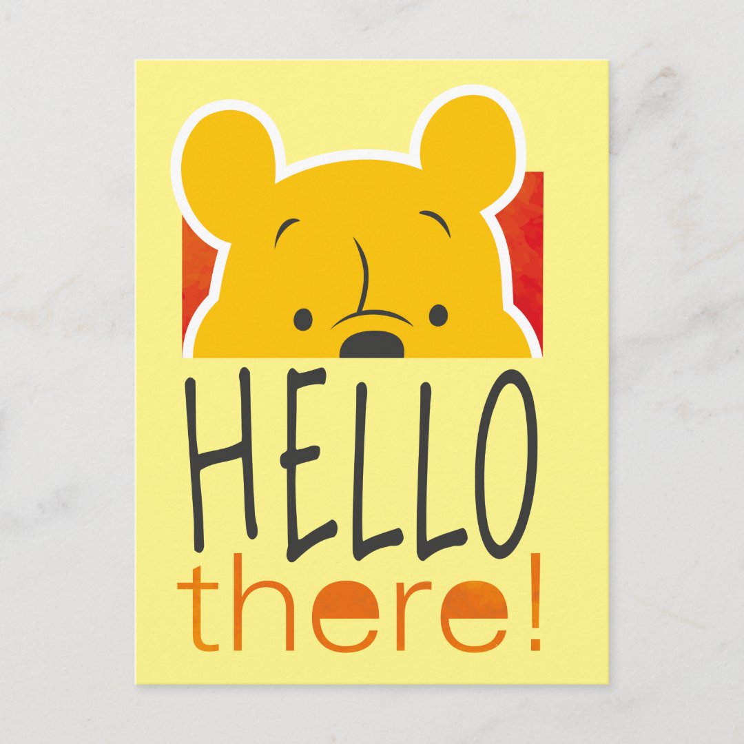 Winnie the Pooh Peeking - Hello There Postcard | Zazzle