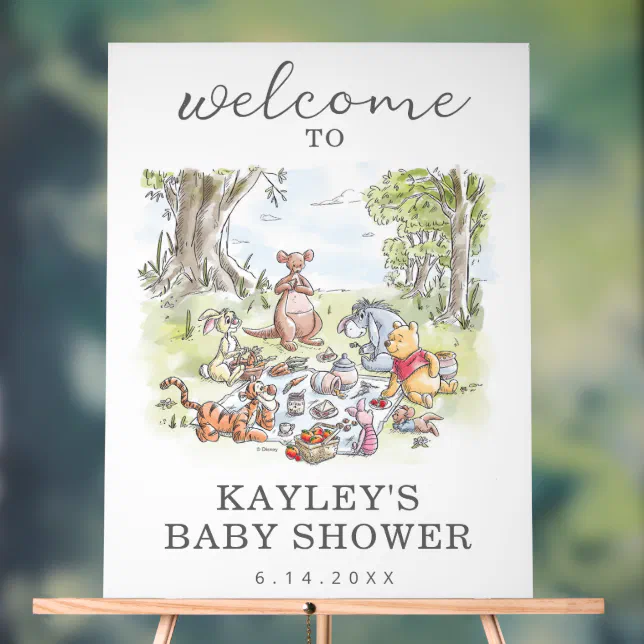 Winnie the Pooh Picnic Baby Shower Welcome Acrylic Sign | Zazzle