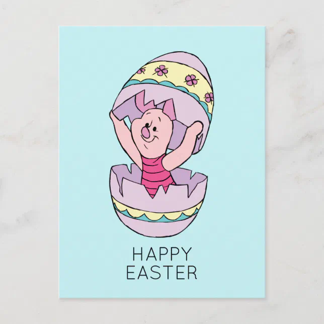 Winnie the Pooh | Piglet in Easter Egg Postcard | Zazzle