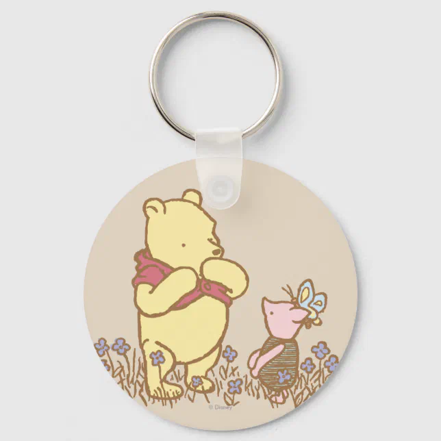 Winnie the Pooh | Pooh and Piglet in Field Classic Keychain | Zazzle