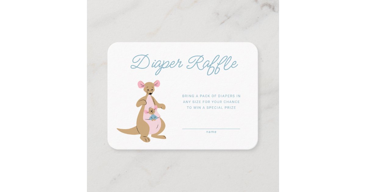 Winnie the Pooh's Kanga & Roo Diaper Raffle Place Card | Zazzle