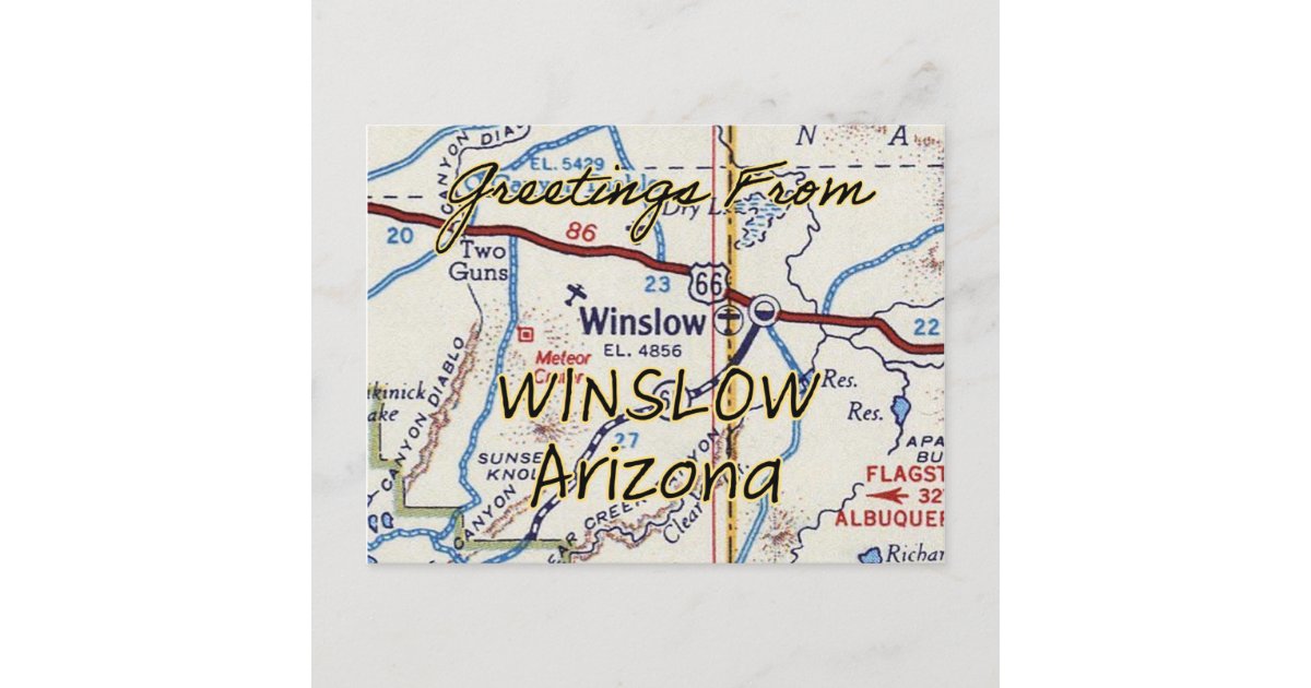 Winslow Az Vintage Map Postcard Zazzle