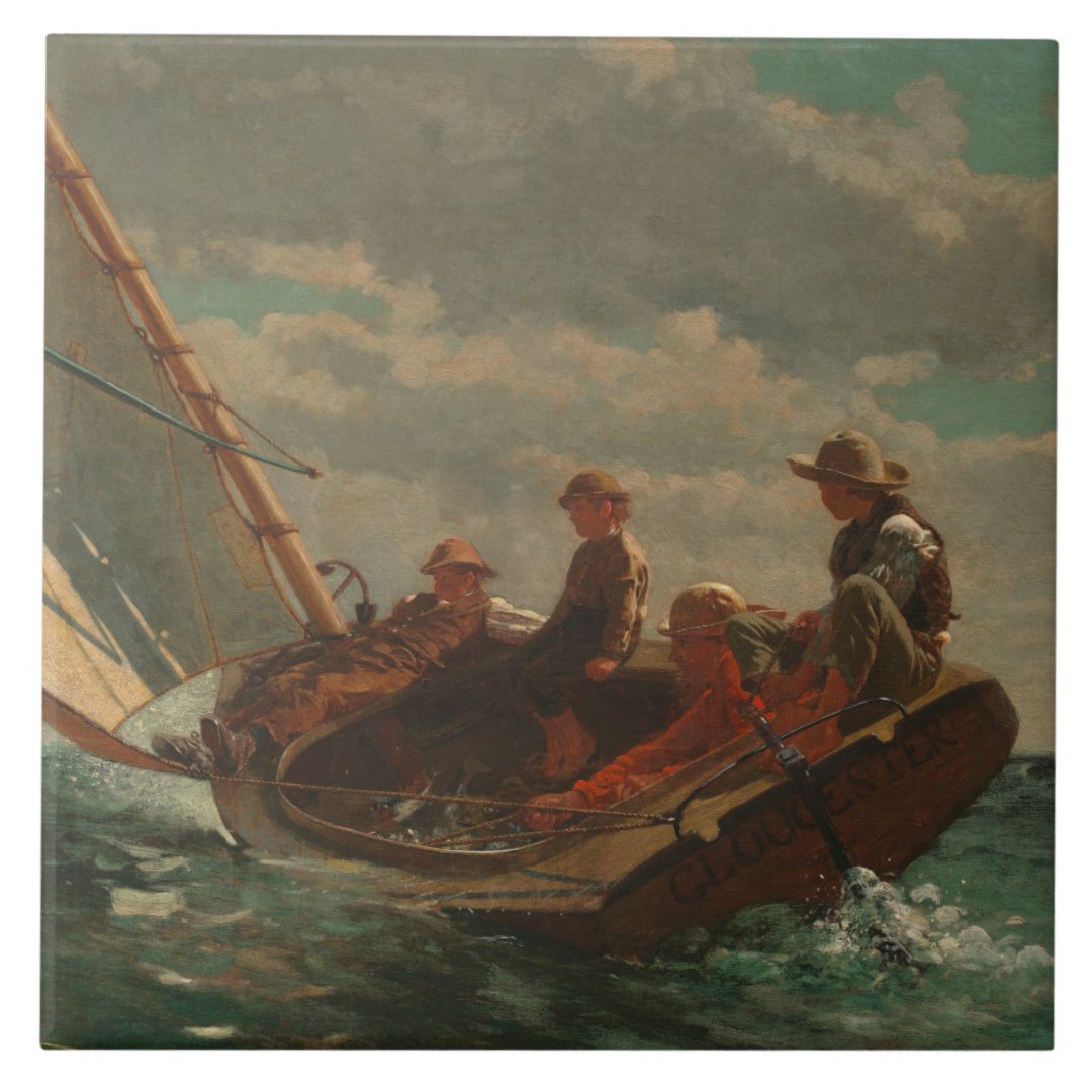 Winslow Homer - Breezing Up (A Fair Wind) Tile | Zazzle