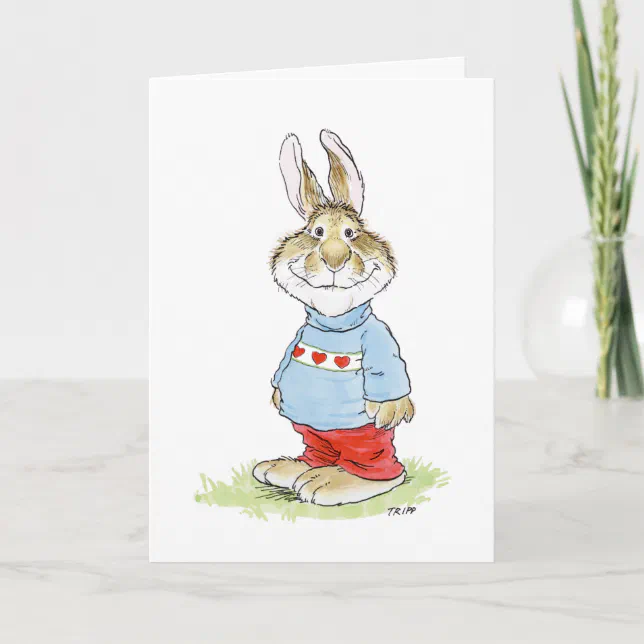 Winsome Valentine Rabbit Card | Zazzle