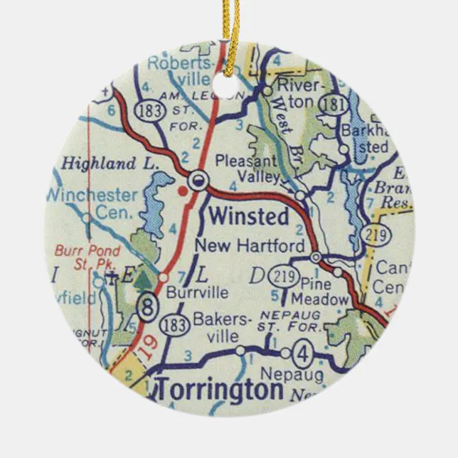 Winsted CT Vintage Map Ceramic Ornament | Zazzle