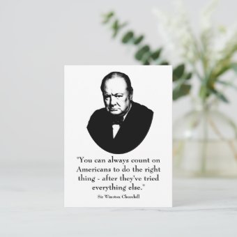 Winston Churchill and Funny Quote Postcard | Zazzle
