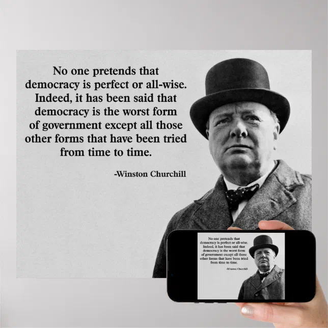 Winston Churchill Democracy Quote Poster | Zazzle