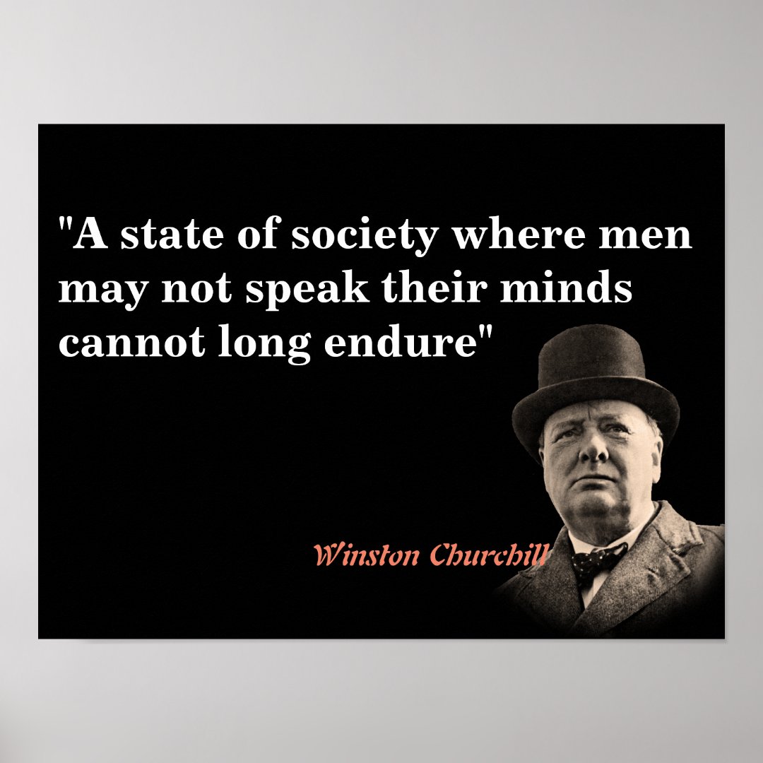 Winston Churchill Quote On Free Speech Poster | Zazzle