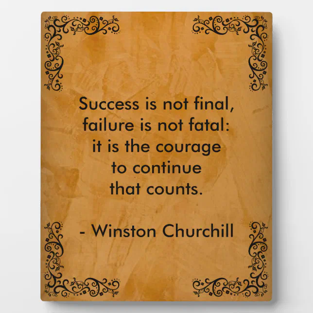 Winston Churchill Quote; Success Scroll & Stucco Plaque | Zazzle